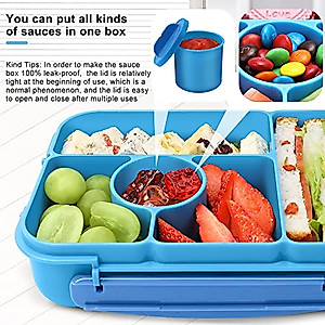 Dagugu Lunch Box Kids,Bento Box Adult Lunch Box,Lunch Box Containers for Adults/Kids/Toddler,5 Compartments Bento Lunch Box with Leakproof Sauce Vontainers,Microwave/Dishwasher/BPA Free(Blue)