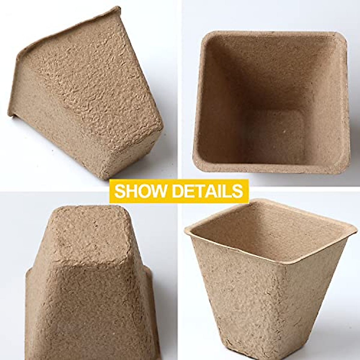 EHWINE Peat Pots, 100 Pack 3.15 Inch Square Seed Starter Tray Seedling Pots Organic Peat Pots for Seedlings Seed Starter Pots Kit Seedling Trays, Bonus 100 Pcs Plant Labels