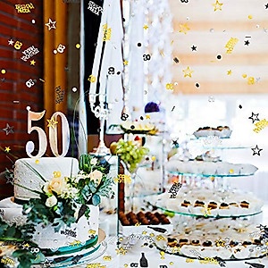 50th Birthday Confetti 50 Number Confetti 50th Party Confetti Metallic Foil 50 Table Scatter Confetti Decoration for 50 Birthday Party DIY Arts Crafting Supplies, Gold Black and Silver (3000 Pieces)
