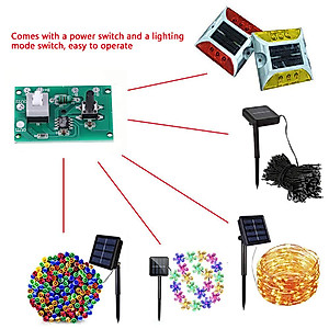 2Pcs Solar Lamp String Controller Module, Solar Lamp Controller Circuit Board with 8 Kinds Light Mode and Switch 1.2V 100mA