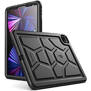 Poetic TurtleSkin Heavy Duty Case Designed for iPad Pro 11 Inch 4th Gen 2022 / 3rd Gen 2021 / 2nd Gen 2020 / 1st Gen 2018, Rugged Shockproof Drop Protection Kids Friendly Silicone Cover Case, Black