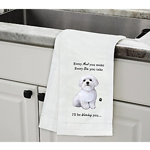 E&S Imports Maltese Kitchen Towel - Soft Highly Absorbent - Maltese Gifts - Dish Towels for Washing Dishes - Tea Towels - Reusable - Quick Drying - 100% Natural Cotton - Towels for Pet Lovers