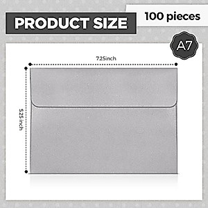 100 Pieces 5x7 Metallic Invitation Envelopes for 5 x 7 Cards Printable 5x7 Envelopes for Invitations Self Sealed A7 Envelopes Greeting Card Envelopes for Weddings Invitations Photos Postcards (Silver)