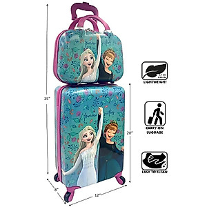 Fast Forward Kid’s Licensed Hard-Side 20” Spinner Luggage Carry-On Suitcase and Beauty Case Set (Frozen)