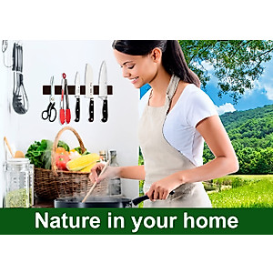 10 Inch Black Wood Magnetic Knife Strip Use as Magnetic Knife Holder - Magnetic Knife Rack - Magnetic Knife Bar - Wall Kitchen Magnetic Utensil Holder