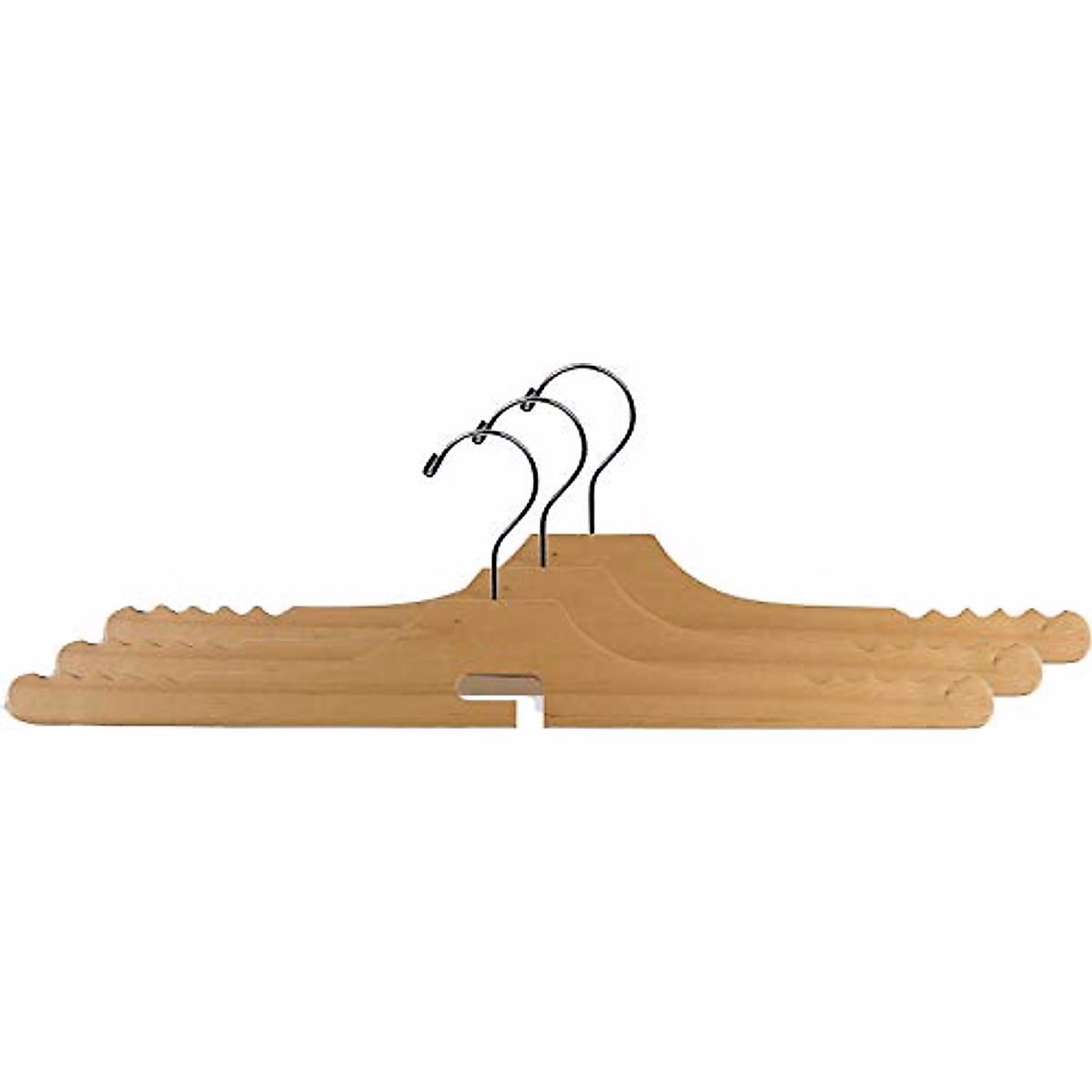 Wooden Jeans Hanger, Solid Wood Wrinkle Free Pant Hanger with Chrome Swivel Hook, Sold with Permission of SalDebus by The Great American Hanger Company (10, Natural)