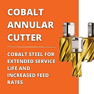 Slugger by Fein HSS Cobalt Annular Cutter with Enhanced Cutting Geometry for Precision Drilling - High-Durability Steel, 1" Cutting Depth, 11/16" Bore Diameter, 3/4" Straight Shank - 63134174007