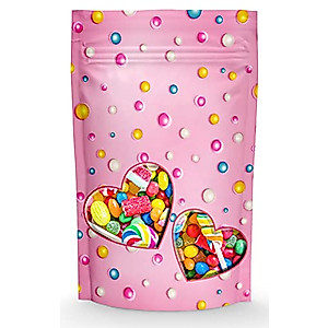 Resealable Standup Bags 4x6 inches. 60 Pk – Airtight, Waterproof, Zip Lock Seal and/or Heat Seal - Opaque Foil Pouch - Food Grade Bags For Long Shelf-Life and Multipurpose Storage. Packing Solutions For Businesses and Private Use (60 pck Medium, Candy)