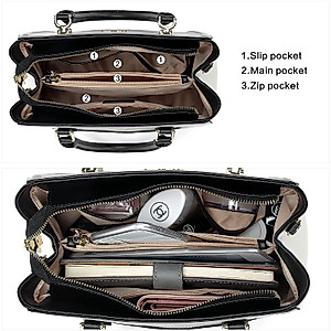 BOSTANTEN Women Leather Handbag Designer Top Handle Satchel Shoulder Bag Crossbody Purses and Women Leather Wallet RFID Blocking Small Bifold Zipper Pocket Wallet Card Case Purse with ID Window Grey