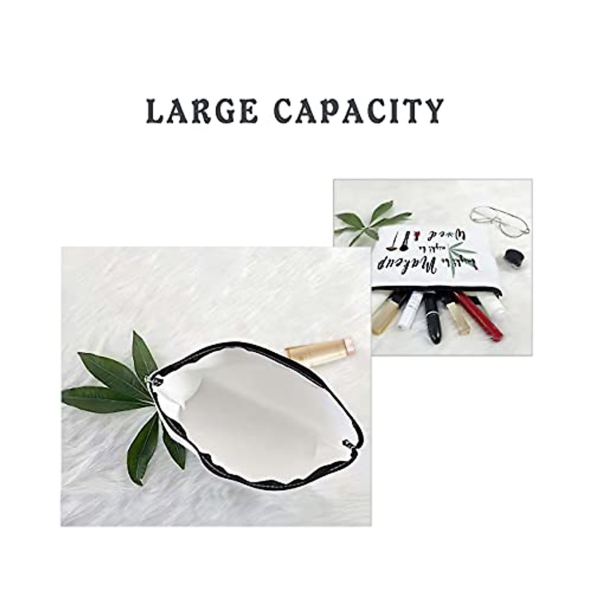 NC Funny Leaf Makeup Cosmetic Bag,Makeup Brushes Toiletry Jewelry Travel Accessories Organizer Zipper Pouch,Birthday Gift for Women Stoner Friend Sister Colleague Auntie