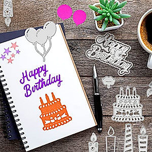 30 Pieces Dies Cut, Metal Happy Birthday Cake Cutting Dies Happy Birthday Balloons Cake Stencils Cutting Dies for Birthday Party Card Making Balloons Party Invitation Card Album Scrapbooks Crafts