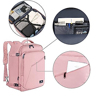 MATEIN Pink Travel Backpack for Women, Large Backpack Airline Approved, Expandable Carry on Backpacks, 35L Convertible Suitcase, Weekender Back Pack for Hiking Sport Gym, Gift for Traveler