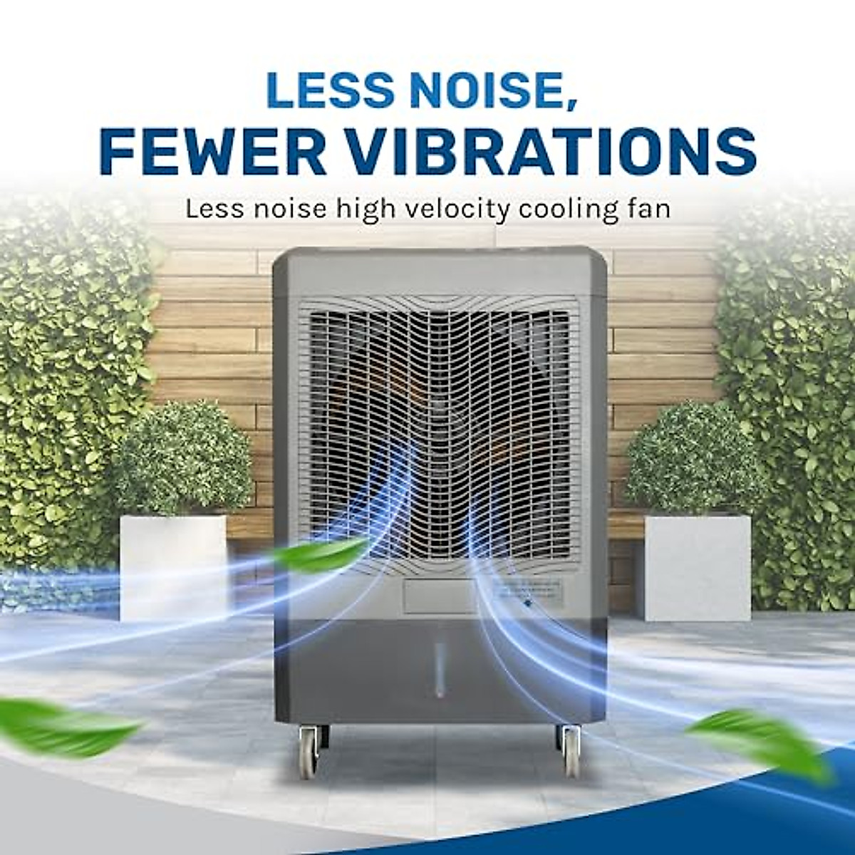 Portable Swamp Coolers - 5300 CFM MC61M Evaporative Air Cooler with 3-Speed Fan - Water Cooler Fan 1600 Sq. ft. Coverage High Velocity Outdoor Cooling Fan Swamp Cooler by Hessaire - Gray