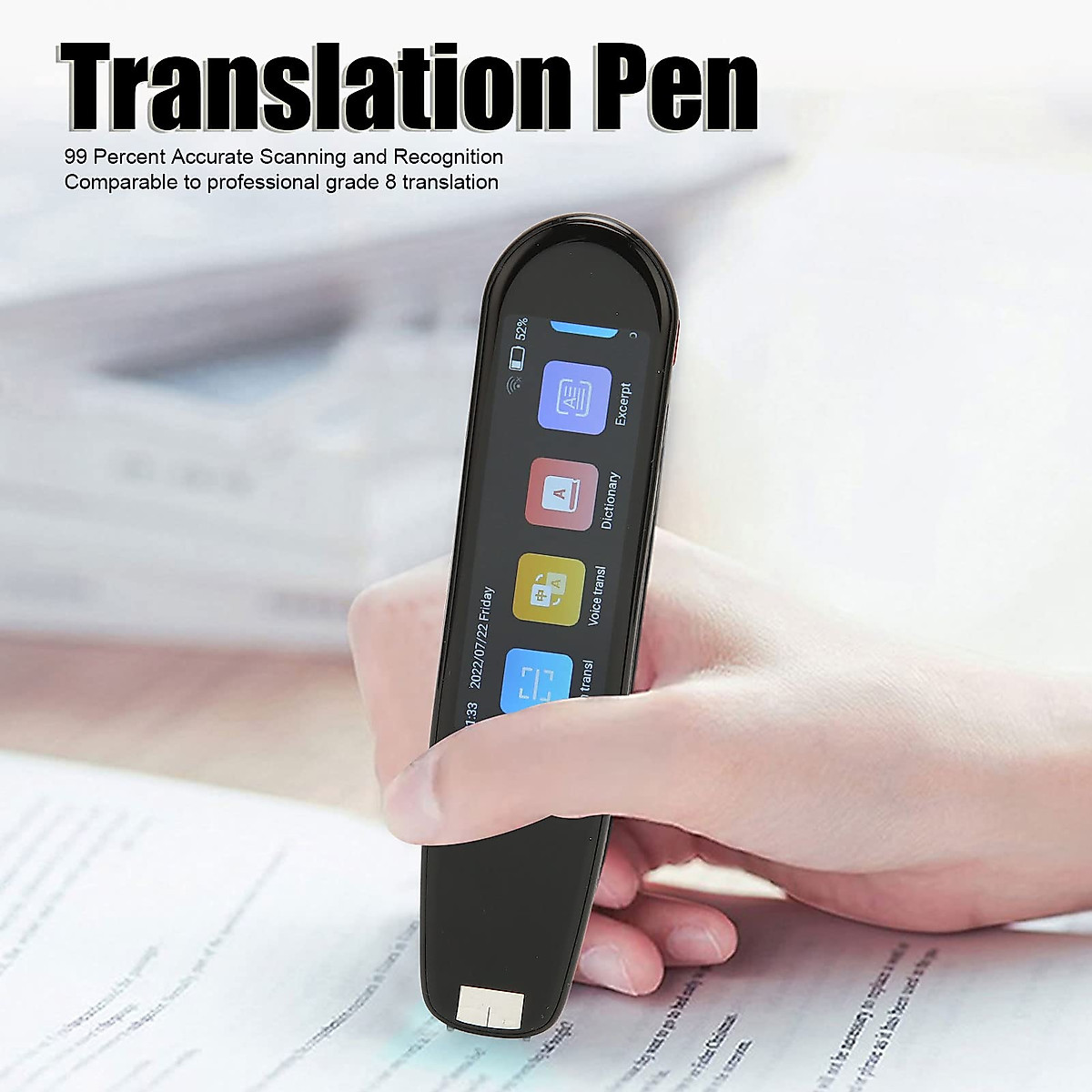 2.99-inch Translator Pen with Offline Voice Database, 111 Languages 30W Pixels, IPS Touchscreen C Scanner, Audio/Video Recording Support, Dual Microphones, HD Noise Reduction for Picture Texts