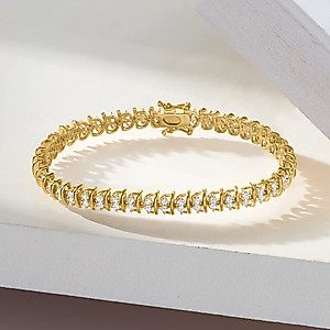Ross-Simons 2.00 ct. t.w. Diamond Swirl-Link Tennis Bracelet in 18kt Gold Over Sterling. 7 inches