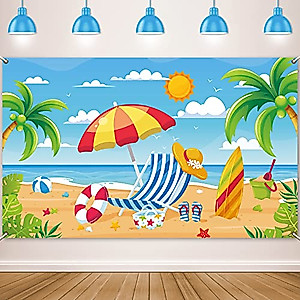 Summer Beach Backdrop for Hawaiian Party Decorations Pool Surfboard Banner for Hawaiian Themed Birthday Baby Shower Party Supplies Photography Background Photo Booth