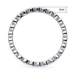 BERRICLE Sterling Silver Bubble Wedding Rings Bezel Set Cubic Zirconia CZ Eternity Ring for Women, Rhodium Plated Size 7