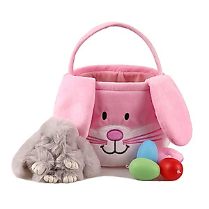 Wepop Bunny Baskets, Cute Eggs Hunting Bags Buckets Gifts for Kids Girls Boys