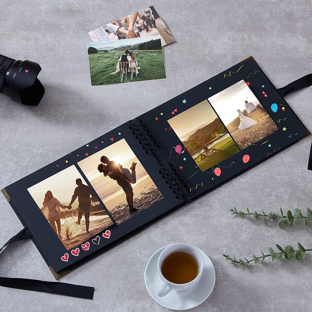 Scrapbook Album, 11.4x8.5 Inch Photo Album Book with 40 Double Sided Black Thickened Kraft Paper and Metal Corner Protector, Woisut DIY Scrapbook for Anniversary Wedding Family Baby Shower Graduation