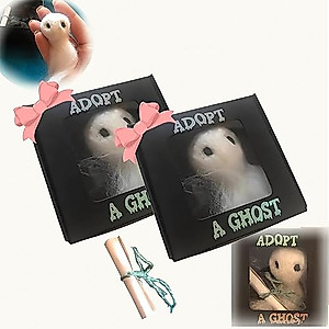 Renyqatt 2PCS Adopt A Ghost, 2024 Super Cute Little Pocket Ghost with A Tiny Scroll, Mini Plush Stuffed Ghost Doll, Creative Gift for Ghost Stories, Halloween Decoration Lovers