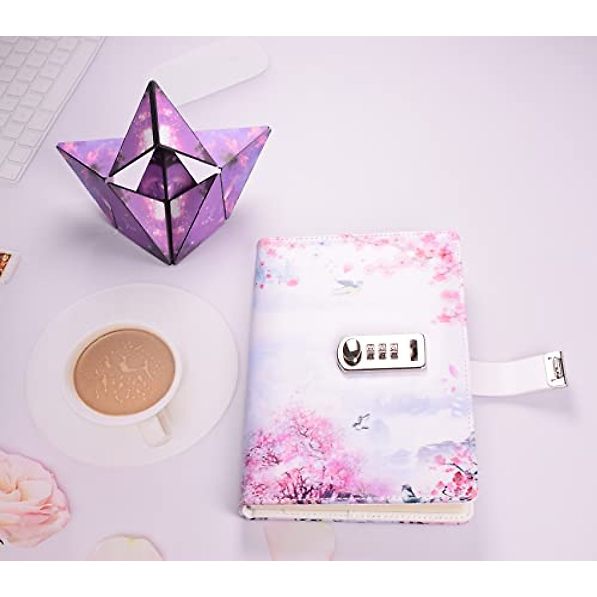 JunShop Creative Password Lock Journal Locked Diary Digital Locking Diary Notepad Book Combination Journal Diary with Lock A5 Planner Cover (Style 4)