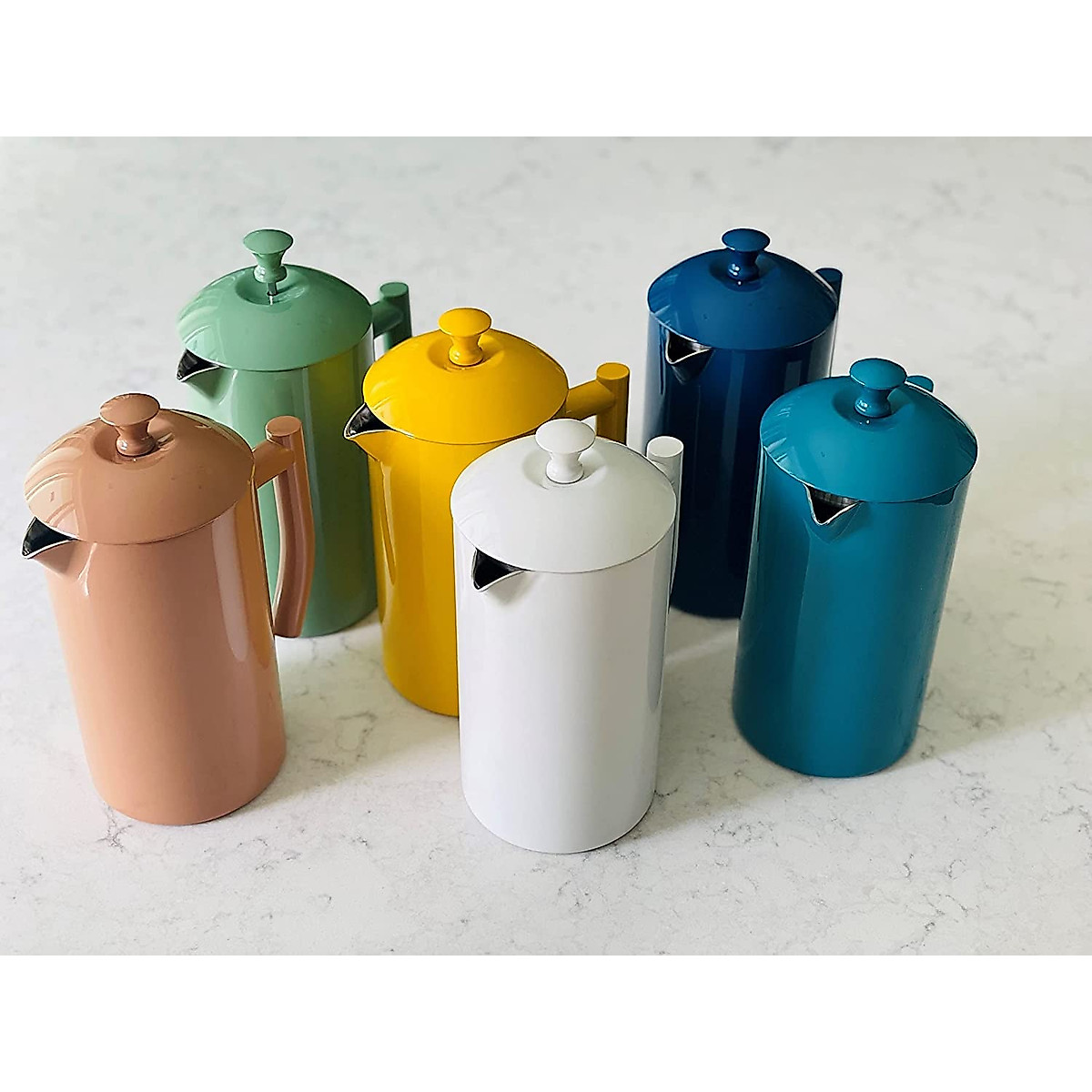 Frieling Double-Walled Stainless Steel French Press Coffee Maker - Snow White - 34 fl oz - Camping French Press Coffee Maker