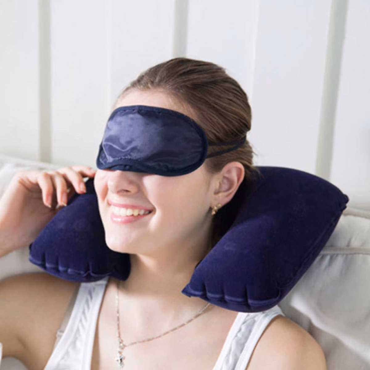 U Pillow,Portable Lightweight Soft Inflatable U Shape Neck Pillow Adults Headrest Air Cushion for Travel Home Office