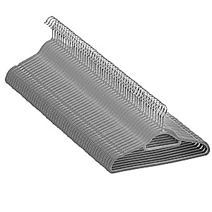 Closet Accessories 50 Pack Velvet Hangers Study Heavy Duty Hangers Including Tie Bar, Notches, and 360° Chrome Hook. (Gray)