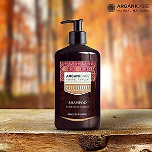 Arganicare Hydrating Coconut Oil Shampoo for Dry Hair Repair & Frizz Control - Hair Growth Shampoo for Men & Women Enriched with Organic Argan Oil, Witch Hazel, and Chamomile | 13.5 fl Oz