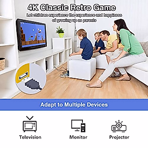 Feliexez Retro Game Console, Game Console Emulator with 621 Built-in Old Games, 1080P Video Gaming Console HDMI Output, 8-Bit Plug and Play Video Game System for TV, for Adults, Kids Family as Gift