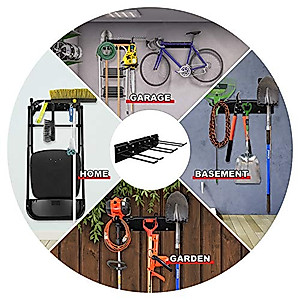 MSHALADE Garage Storage Organization Tool Rack,2 Pack Heavy Duty Garden Tool Organizer Wall Mount Garage Hooks, Space Saving Max 200 lbs Tool Hanger Yard Tool Rack