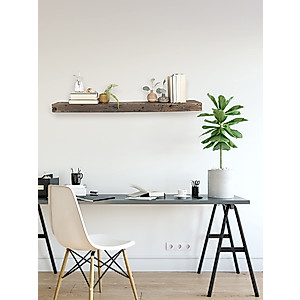 Creative Co-Op Wood Floating Wall Shelf, Large, Brown