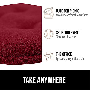 Gorilla Grip Tufted Memory Foam Chair Cushions, Set of 4 Comfortable Pads for Dining Room, Slip Resistant Backing, Washable Kitchen Table, Office Chairs, Computer Desk Seat Pad Cushion, 16x17 Wine