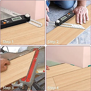XUNTOP Sliding T Bevel Gauge with Stainless Steel Blade 360°Digital Protractor Portable Angle Finder with LCD Display for Woodworking, DIY
