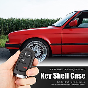 X AUTOHAUX Car Replacement Key Fob Shell Case 68159657AG for Jeep Cherokee 2015-2017 for Ram 1500 2500 3500 2013-2017 4 Key Button Black