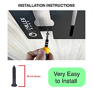 CHILLEX MART - Wine Glass Holder Under Cabinet & Shelf, Wine Glass Hangers Stemware Wine Rack, Hanging Wine Glass Rack with 3 Free Mug Hooks for Kitchen & bar Restaurant Storage (Black, 4 Rows)