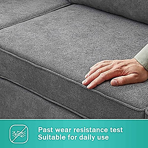 ATY Upholstered Sectional Sofa, L Shape Couch with 3 Pillows, Living Room Furniture, Perfect for Office, Apartment, 88 x 88 Inch, Gray