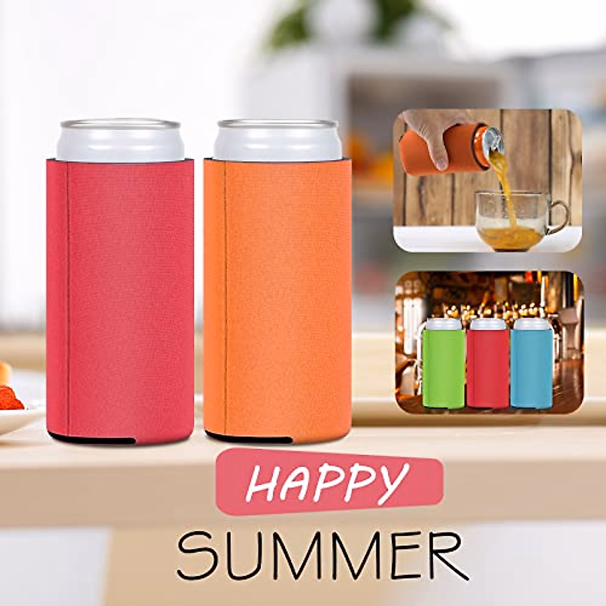 Necmuaih Slim Can Cooler Sleeves (25-Pack), 12oz Tall Skinny Insulated Foam Cotton Beer Can Cooler for White Claw, Truly, Slim Beer, Red Bull, Spiked Seltzer, Perfect for Party or BBQs.