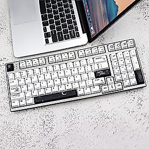 JSJT Space Keycaps 138 Keys White Keycaps Cherry Profile Keycaps PBT Dyed Sublimation Custom Keycaps for Cherry Gateron MX Switch Mechanical Gaming Keyboards