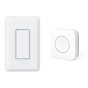 Aqara Smart Light Switch (with Neutral, Single Rocker) Plus Aqara Wireless Mini Switch, Requires AQARA HUB, Zigbee Connection, Remote Control and Set Timer for Home Automation