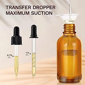 Bumobum 30ml Dropper Bottle with Measured Dropper and Labels, 2Pcs 1 oz Amber Glass Dropper Bottles for Essential Oils with Funnel, Tincture Bottle Droppers for Liquid