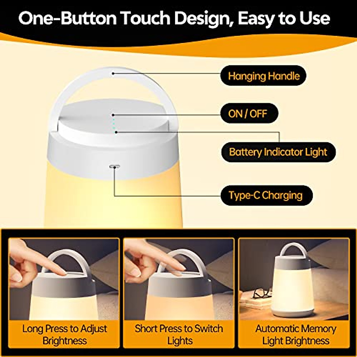 Aisutha Night Light for Kids, LED Touch Sensor Baby Night Light for Breastfeeding and Sleep Aid, Stepless Dimming Nursery Lamp Rechargeable Portable Night Light with Memory Function Bedside Light