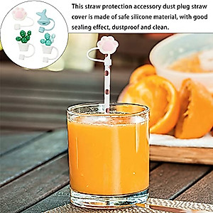 Healifty 4pcs Silicone Straw Tips Cover Reusable Drinking Straw Tips Lids Cute Straw Plugs for Straws