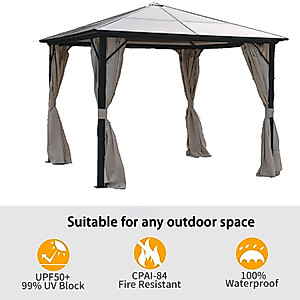 Sunshine Outdoor 12'x12' Privacy Gazebo Curtains, Replacement Universal Curtain Sidewalls 4-Panels Set, for Patio, Garden, Yard (Only Curtains),Beige