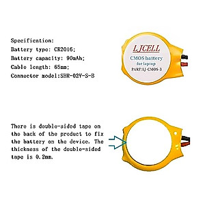 LJCELL 2PCS CMOS Battery for IBM Lenovo ThinkPad Laptop X1 Carbon 2-nd Carbon 3rd Carbon 4th Carbon 5th Carbon 6th BIOS RTC CR2016 Battery with 2 Wire and Connector