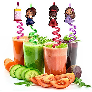 24Pcs Encan Party Favors Reusable Plastic Straws, Great Miagic Birthday Gift Filler for Encan Magic Movie Birthday Theme Party Supplies for Kids with 2 Cleaning Brush