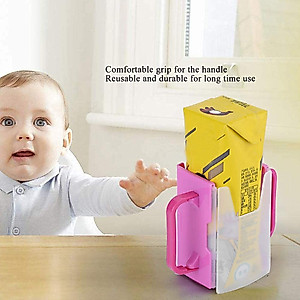Adjustable Bottle Cup Holder Spill-Proof Milk Box Drinking Bottle Cup Holder with Handle for Baby Toddler Kid Child Kitchen Tool(Red)