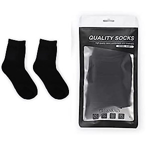 GREENRAIN Men's Sport Comfort Cushion Sock White Crew with Black Bottom Ankle Support