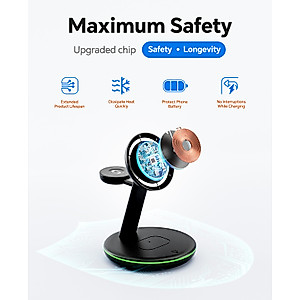 3 in 1 Charging Station for Apple Devices, Mag - Safe Charger Stand,15W Fast Magnetic Charger Wireless Compatible for iPhone 15 14 13 12 Pro/Max/Plus/Mini,AirPods Pro/3/2,iWatch 9/8/7/6/SE/5/4/3/2