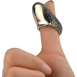 AMEYXGS Archery Thumb Ring Handmade Tibetan Silver Finger Protector Thumb Protector Ring for Outdoor Archery Hunting (19#)